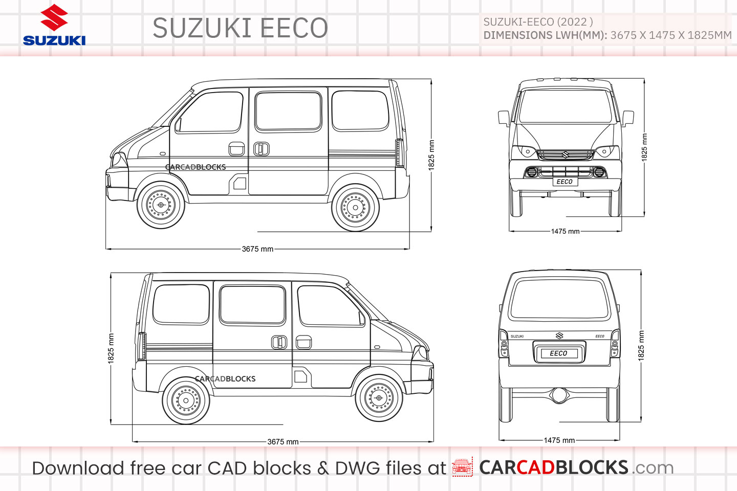 Suzuki EECO 2023 Free CAD Blocks DWG File CarCadBlocks