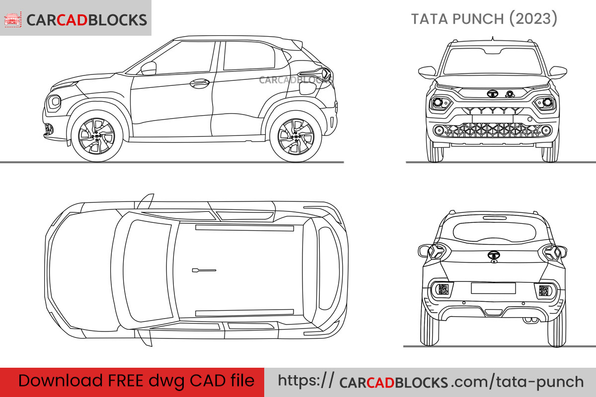 Tata Punch 2023 Free CAD Blocks DWG File CarCadBlocks